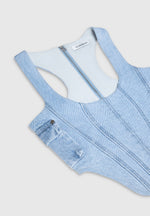 Denim Cargo Corset Top - Mid Blue | Manière De Voir Canada